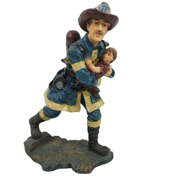 unmarked | Accents | Firefighter Figurine With Child Oxygen Tank ...